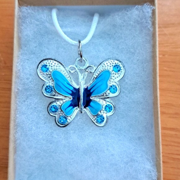 Jewelry | Blue Crystal Butterfly Necklace | Poshmark